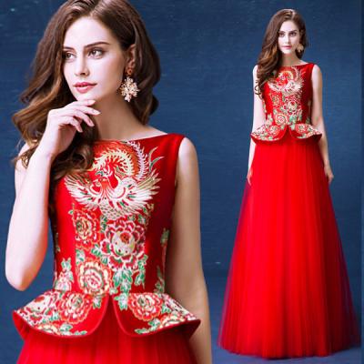China Chinese Traditional Bride Toast Set Dress Invisible Zipper Back Evening Dress TSJY140 for sale