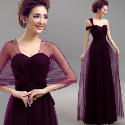 China Deep Purple Color Small Bra One Shoulder Style Gorgeous Evening Dress TSJY095 for sale