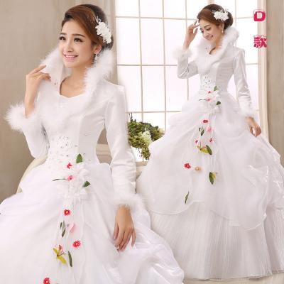 China Autumn and winter 2015 wedding long-sleeved thick white newest princess cotton dress for sale