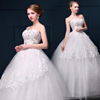 China Beaded Princess Waist Bra Lace Flower Shoulder Wedding Dress Wholesale Bride Wedding Dress for sale