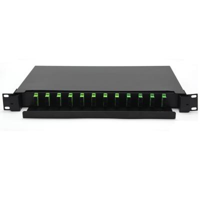 Cina Tipo quadro d'interconnessione di fibra ottica 12/24 porti di tirata del nero dell'OEM 19 pollici in vendita