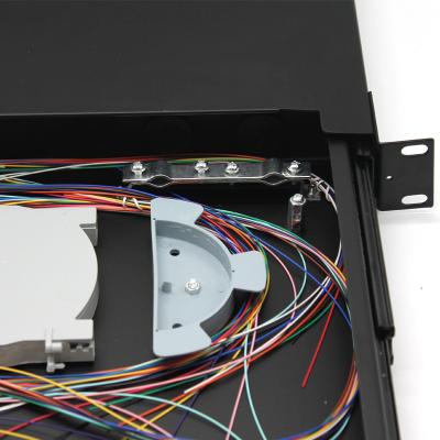 China FTTH 12-24 Core Fiber Optic Patch Panel SC / FC / ST / LC Rack Mount Splicing ODF for sale