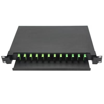China FTTH 1U 2U 24 48 Ports Metal Fiber Optic Terminal Box 19 Rack Cabinet for sale