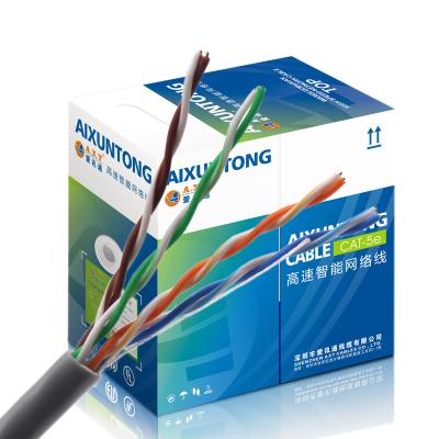 China Communication Cat5e UTP 24AWG Cable Bare Copper 0.5mm Pass Fluke Test Indoor Network for sale