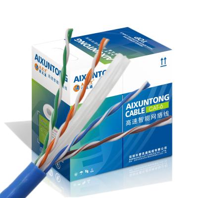 China Solid Bare Copper 305m 4 Pair 23AWG UTP Ethernet Cat6 Cable Lan Communication for sale