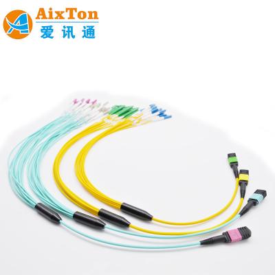 China Cabo de ligação de fibra óptica MPO pré-conectorizado do Vietnã para cabo de queda FTTH e FTTR, comprimento de onda 850/1300nm, tipo de polimento UPC para UPC for sale
