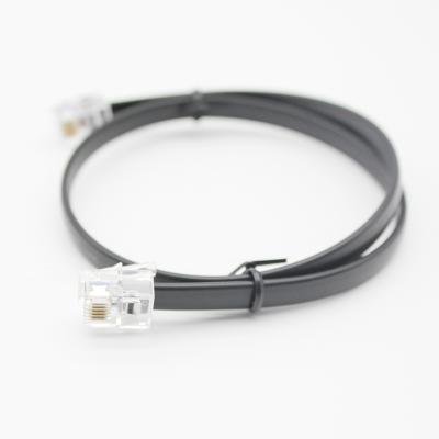 China 6 Core Flat Telephone Cable with 6P6C Crystal Head 6-core RJ12 Extension Cord Cable for sale