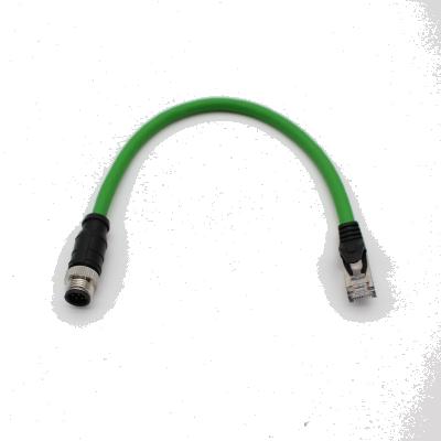 China High-Speed M12 X Coded 8pin to RJ45 CAT6A Cable IP67 Shielded for sale