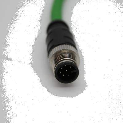 China M12 to RJ45 Male High Flex Waterproof Cable Shielded Field Wireable Cable Assembly for sale
