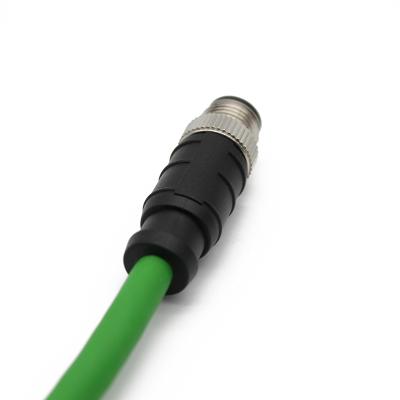 China M12 D-Code 4 Pin to RJ45 Connector Ethercat Cable High Flex CAT6 Shielded Waterproof Network Cable for sale