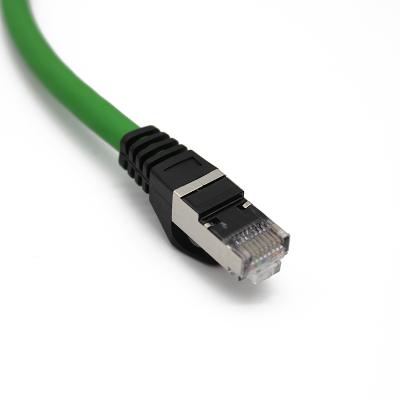 China 20m IP67 M12 X-Coded to RJ45 Patch Ethernet Network Cable Sf/UTP Shielded Cat5e for sale