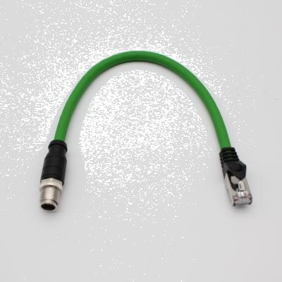 China Factory Custom Waterproof M12 X Code 8pin to RJ45 Industrial Connector Cables D Coding 8 Pin SFTP Ethernet Cable for sale