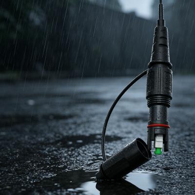 China Fiber Optic Patch Cable ODC to ODC Waterproof Fiber Patch Cord 1-4Cores SM Corning G657A1 TPU Black 7.0mm for sale
