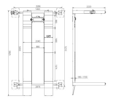 China 5T Four Post Hydraulic Lift 3286mm Width One Cylinder for sale