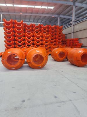 China Orange HDPE Pipe Floater with Hot Galvanised Connection and PU Foam Filled for Buoyancy Support for sale