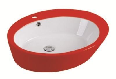 China Bathroom Sanitary Ware Ceramic Sink Colorful Art Basin/Wash Basin Black/Red Dual-Color for sale