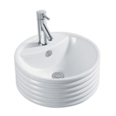 China Round Ceramic Sinks Sanitary Ware Above Counter Mounting Art Basin Bathroom Wash Basin for sale