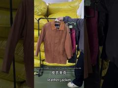 men's second hand leather jacket retro vintage zipper used winter coats in bales