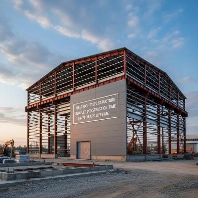 China Fireproof Steel Structure Building with Reduced Construction Time and 50-70 Years Lifetime for sale