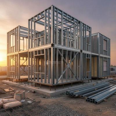China Concrete Slab Or Pile Foundation Steel Prefabricated Building Residential Buildings With Coldformed Steel Or Hotrolled Steel Frame Material for sale