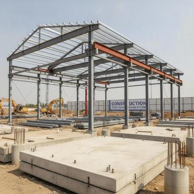 China Concrete Slab Or Pile Foundation Steel Prefabricated Building Featuring Cold formed Steel Or Hot rolled Steel Frame Material Ideal For Construction for sale