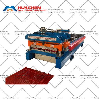 China 380v Roof Steel Plate Glazed Tile Roll Forming Machine met CR12 Cutter Material Te koop
