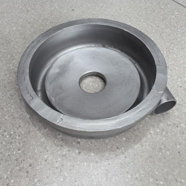 Close-up of CNC machined pump housing surface