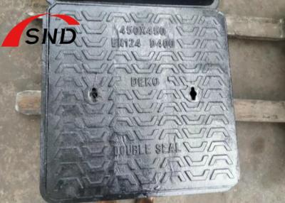 China Double Sealed Ductile Iron Manhole Cover Black Square Storm Drain Cover for sale