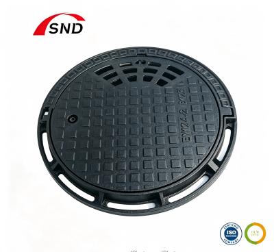 China Ductile Iron Round Manhole Cover EN124‑2 C250 D400 Custom Logo Anti‑Theft Cast Iron Manhole Cover for Sewer Wastewater for sale