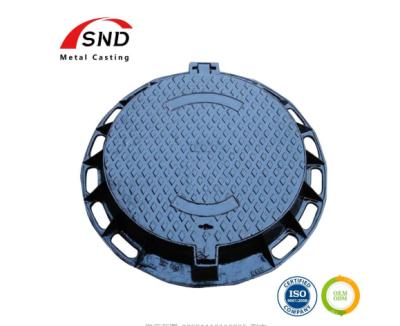 China EN124 C250 Ductile Iron Round Manhole Cover With Hinge Anti‑Slip For Municipal Sewer Road for sale