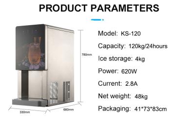 China 120 kg por dia KS-120 máquina de fazer gelo e dispensador de água com 4 kg de armazenamento de gelo e 750W à venda