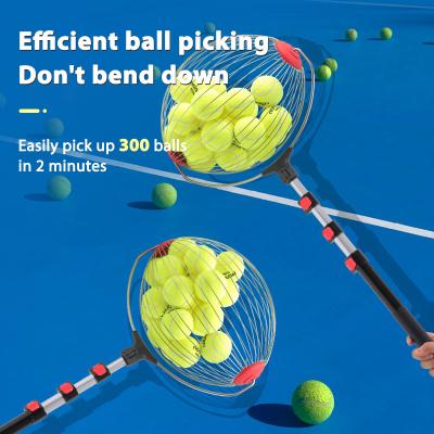 China Portable Roller Tennis Balls Picker Pickleball Pick-Up Bucket with Hook Ball Organizer Tool for Court for sale