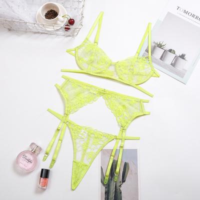 Cina Merletti l'insieme respirabile erotico del reggiseno di 3 pezzi della biancheria della tuta di Mesh Sexy Mature Lingerie SL in vendita