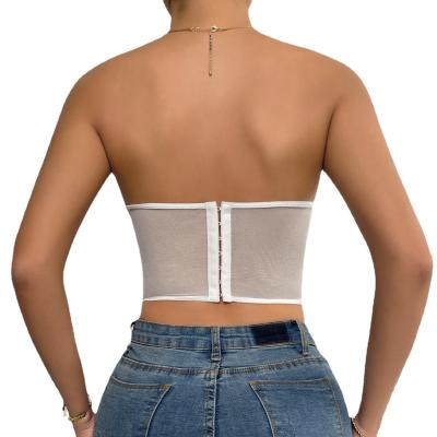 Cina Reggiseno sexy respirabile femminile del pizzo del vestito sexy del corpo nero tricottato carro armato trasparente in vendita