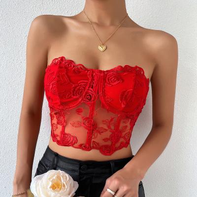 Cina Reggiseno sexy respirabile femminile del pizzo del vestito sexy del corpo nero tricottato carro armato trasparente in vendita