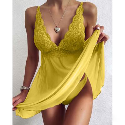 Cina Biancheria trasparente sexy della maglia del pizzo della biancheria intima del collo a V dei pigiami erotici eleganti del pizzo in vendita