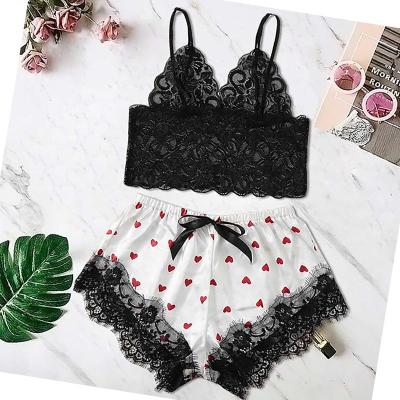 China 2 van het het Ondergoedkant van de Liefjedruk van het Sexy van het de Kokersatijn Korte Sexy de Lingeriestukken Kostuum Te koop