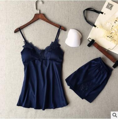 中国 袖なしの上は女性のためのNightdressのセクシーなレースの絹のパジャマをショートさせる 販売のため