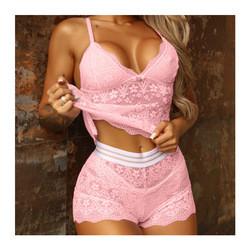 Cina 3 pezzi in più taglia biancheria intima mutande reggiseno set sexy pizzo vuoto fuori biancheria intima per il pigiama delle donne in vendita