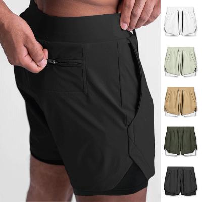 Cina 2 in 1 doppio strato sport calzoncini da ginnastica per uomini Custom LOGO 5 pollici calzoncini da allenamento fitness in vendita