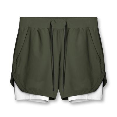 Cina 2 in 1 doppio strato sport calzoncini da ginnastica per uomini Custom LOGO 5 pollici calzoncini da allenamento fitness in vendita