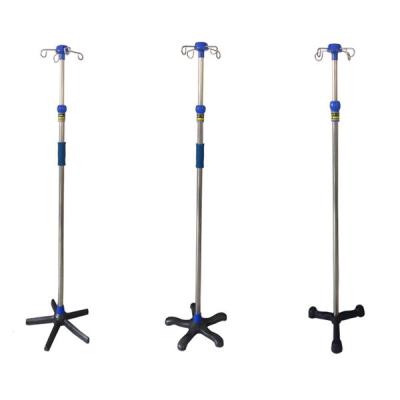 China Cheap price hospital adjusted height medical 2 hooks iv pole infusion drip stand for sale