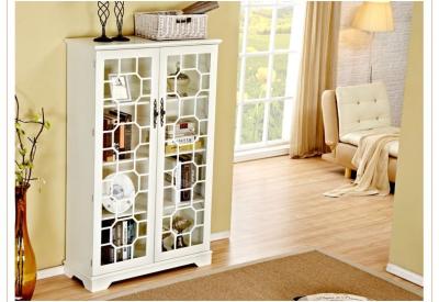 China Bookcase With Glass Doors , Trustic All White Bookcase Cabinet for sale