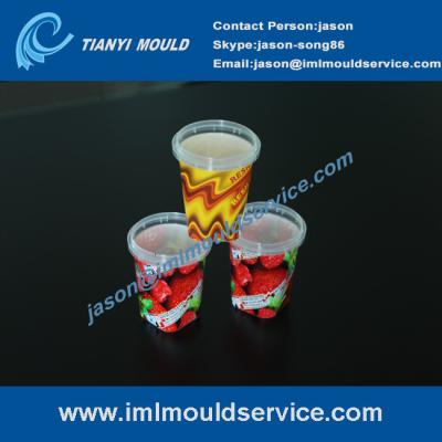 China 2 cavities plastic thin wall mold With in mould labels, IML container molding -250g for sale