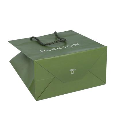 Cina Sacchi di carta di Kraft di verde dello SGS ISO9001 con le maniglie pp torte in vendita
