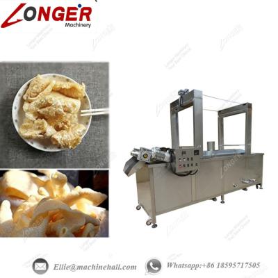 China Continuous Pork Skin Frying Machine|Automatic Pork Skin Fryer|Industrial Pork Skin Frying Equipment|Continuous Fryer for sale