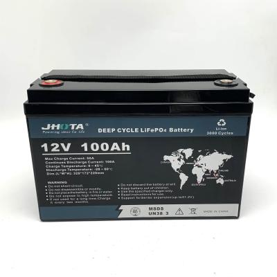 China Waterproof RV Motorhome Lithium Battery 12.8V 100AH LiFePO4 Battery With BMS for sale