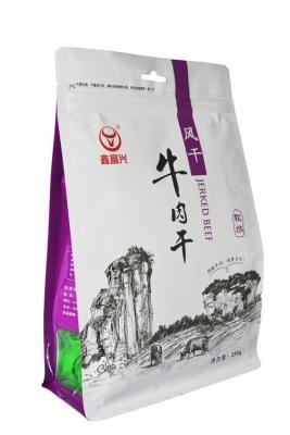 China Customized Modern Food Flat Bottom Pouch Beef Jerky Packaging for sale