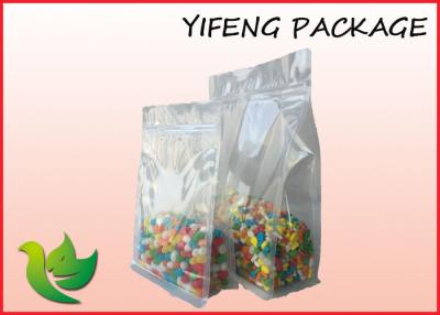 China Transparent Flat Bottom reusable food pouch Biodegradable , 250g for sale