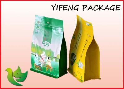 China Flat Bottom Quad Seal Bags With Zip Lock Clear Window For Coffee for sale